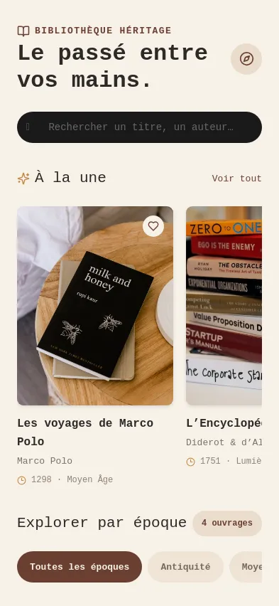 Historique Bibliothèque App