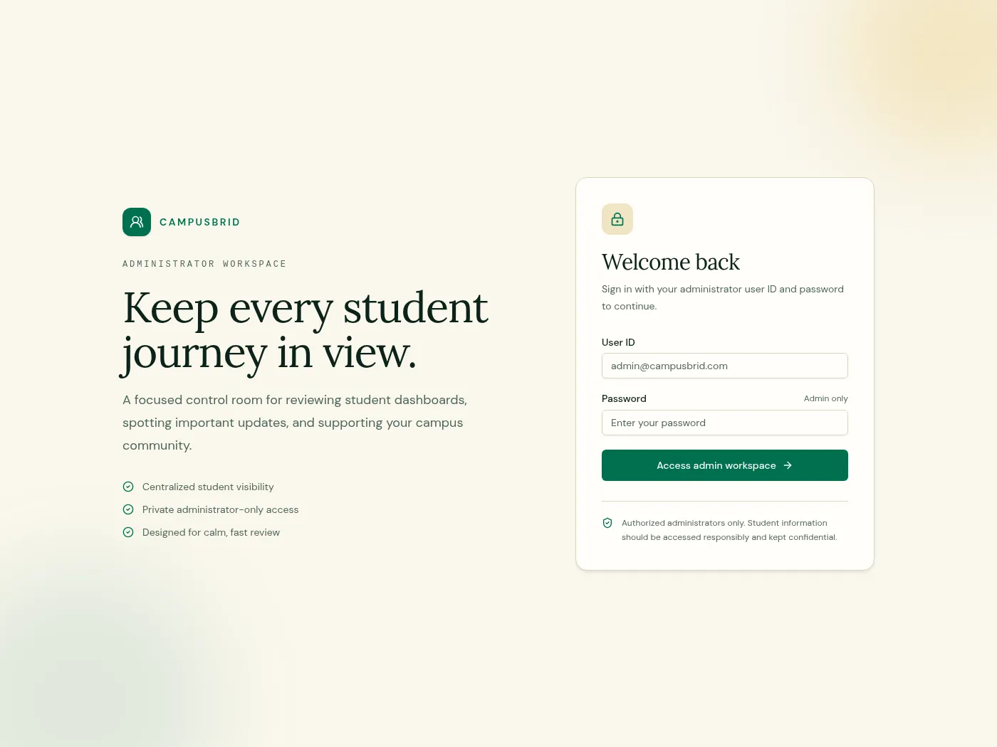 CampusBrid Admin Access