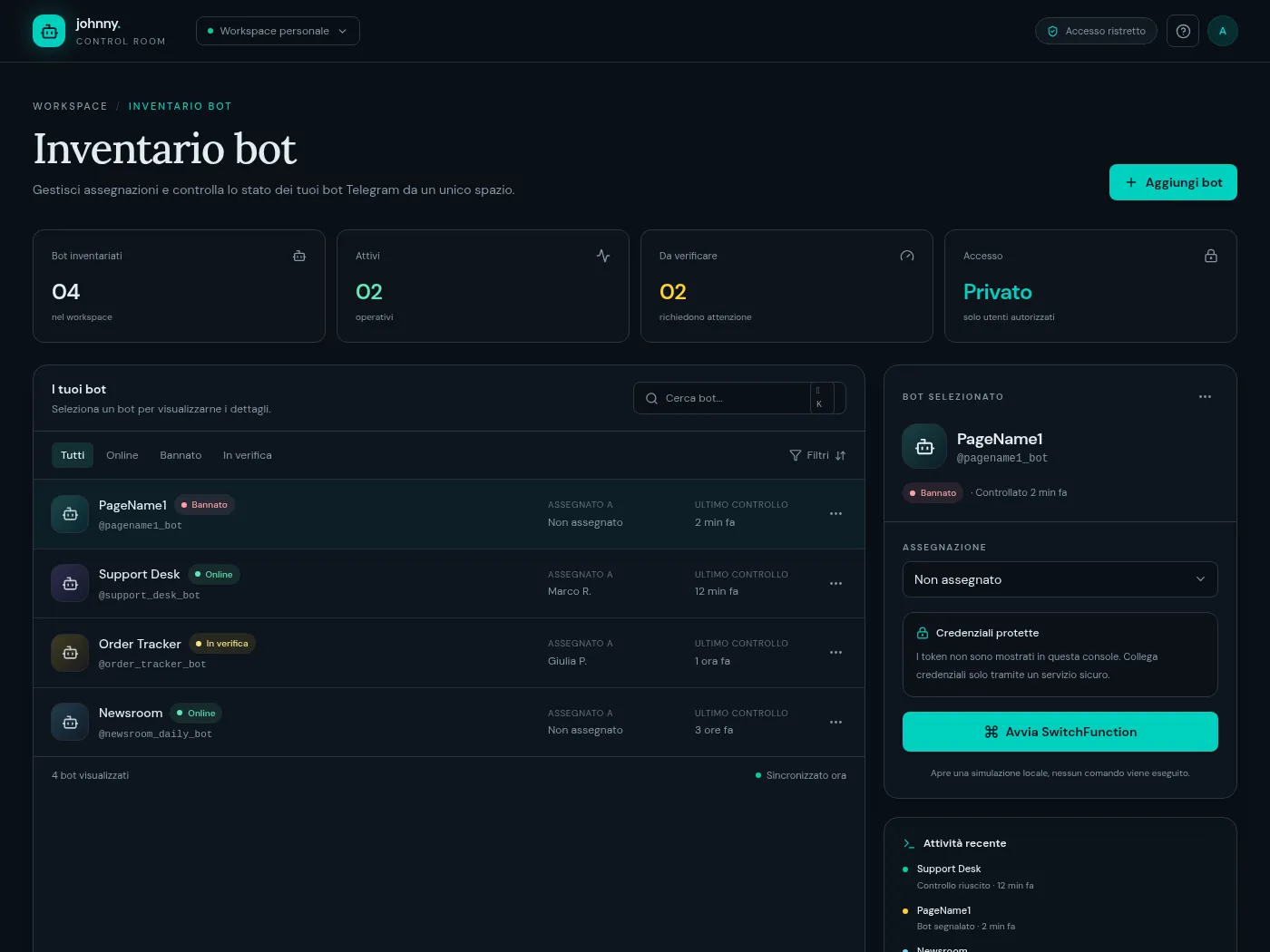 Johnny Telegram Bot Manager