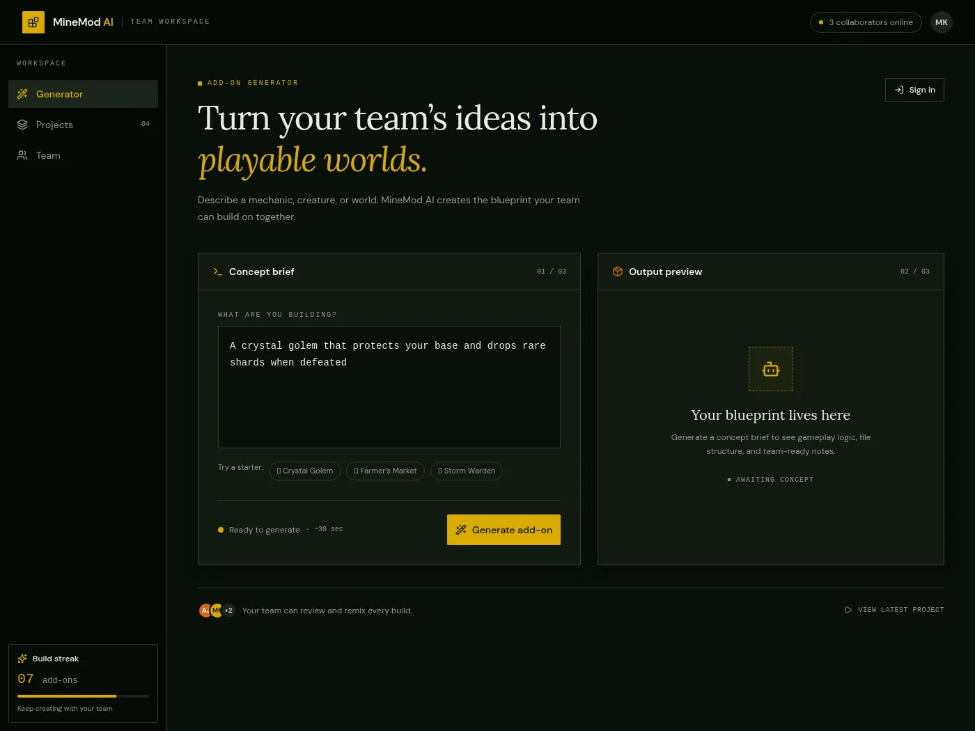 MineMod AI Generator