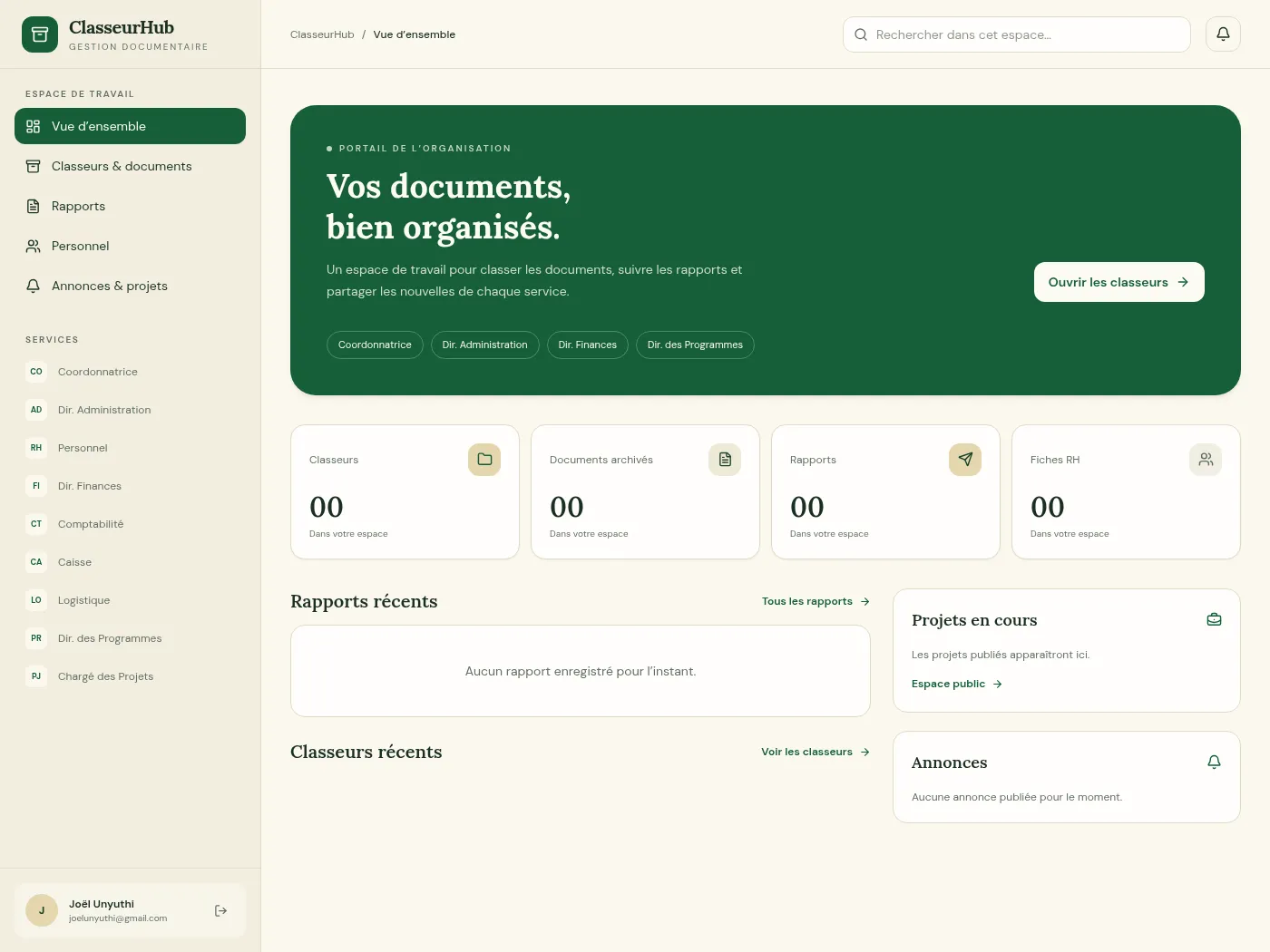 ClasseurHub Document Manager
