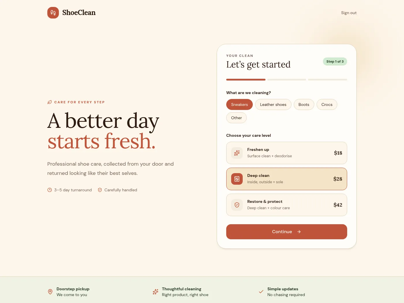 ShoeClean Order App