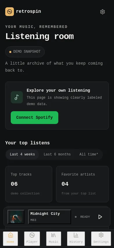 RetroSpin Music Diary
