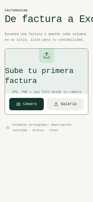 FacturaScan Excel App