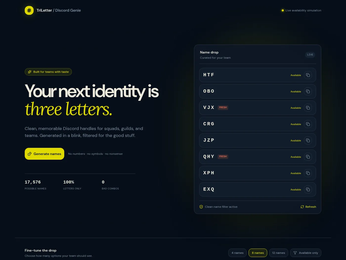 TriLetter Discord Genie