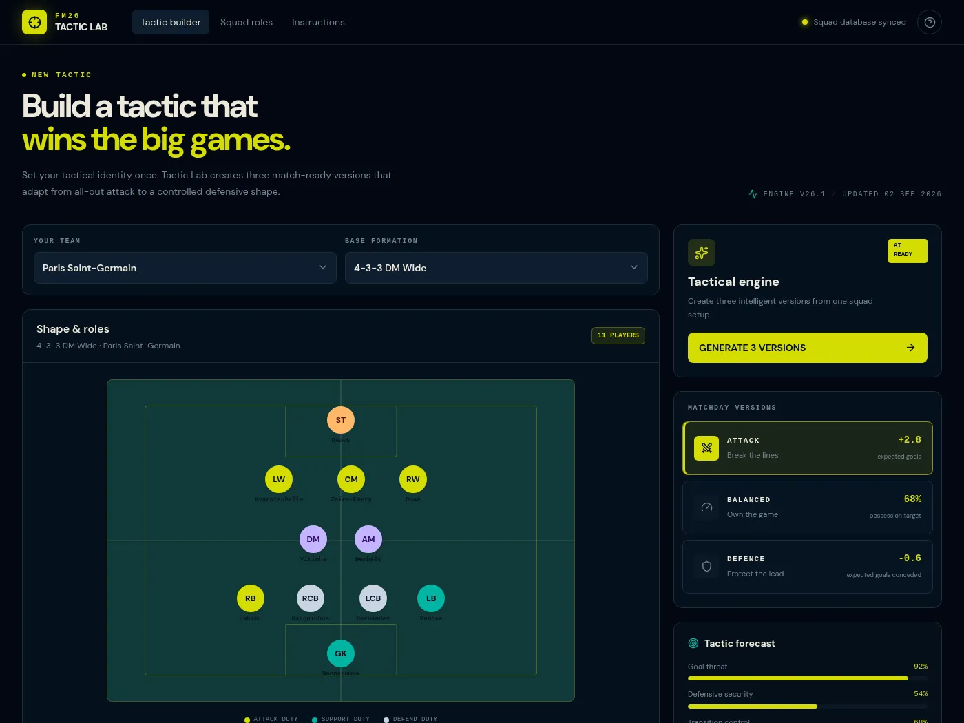 FM26 Tactic Builder