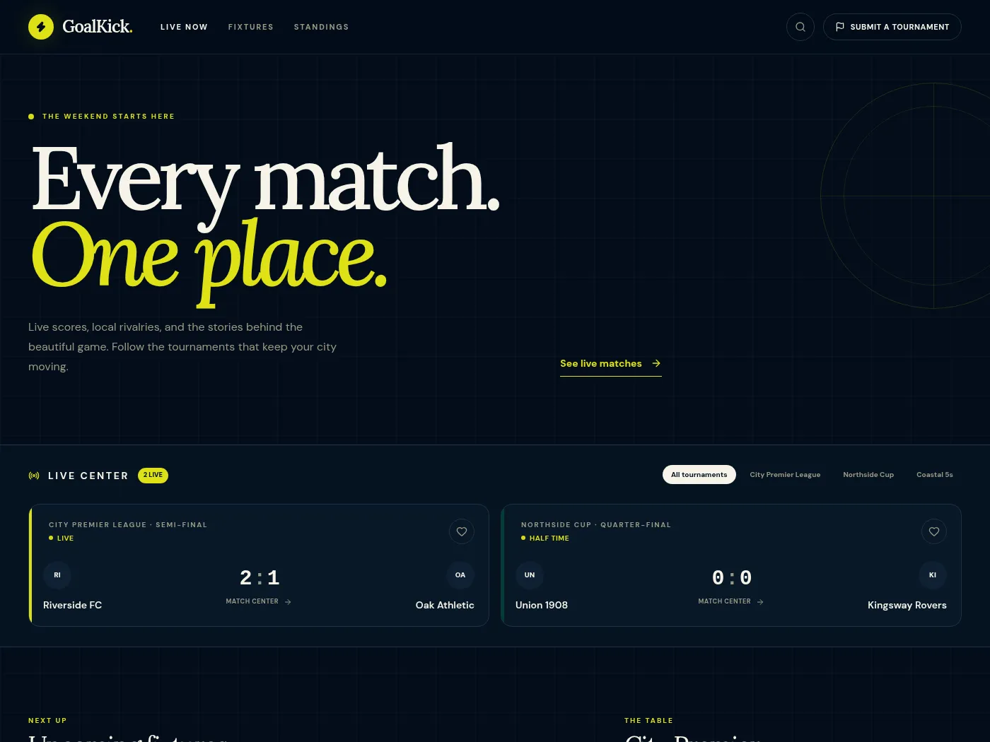 GoalKick Tournament Hub