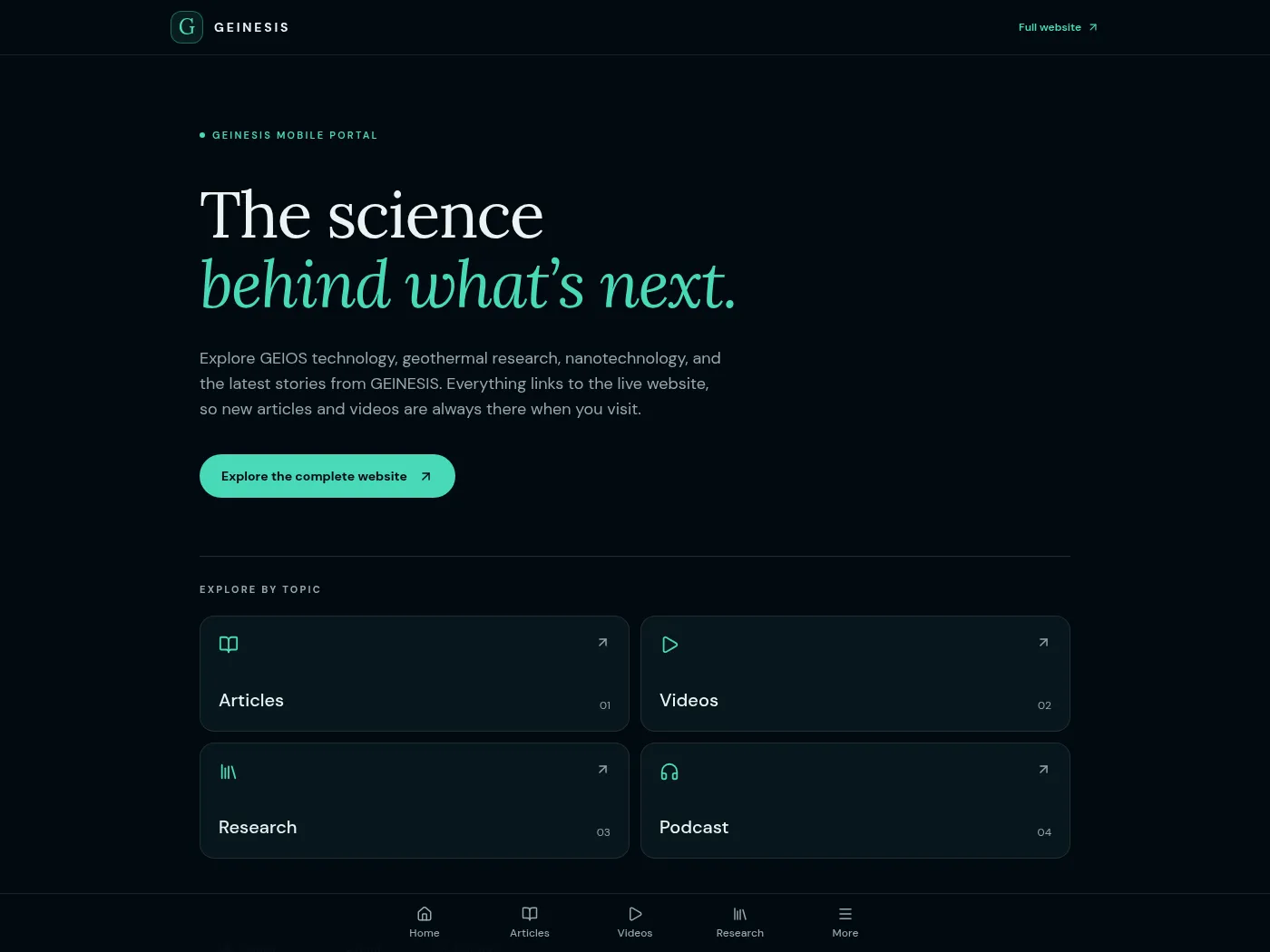 Geinesis Mobile Portal