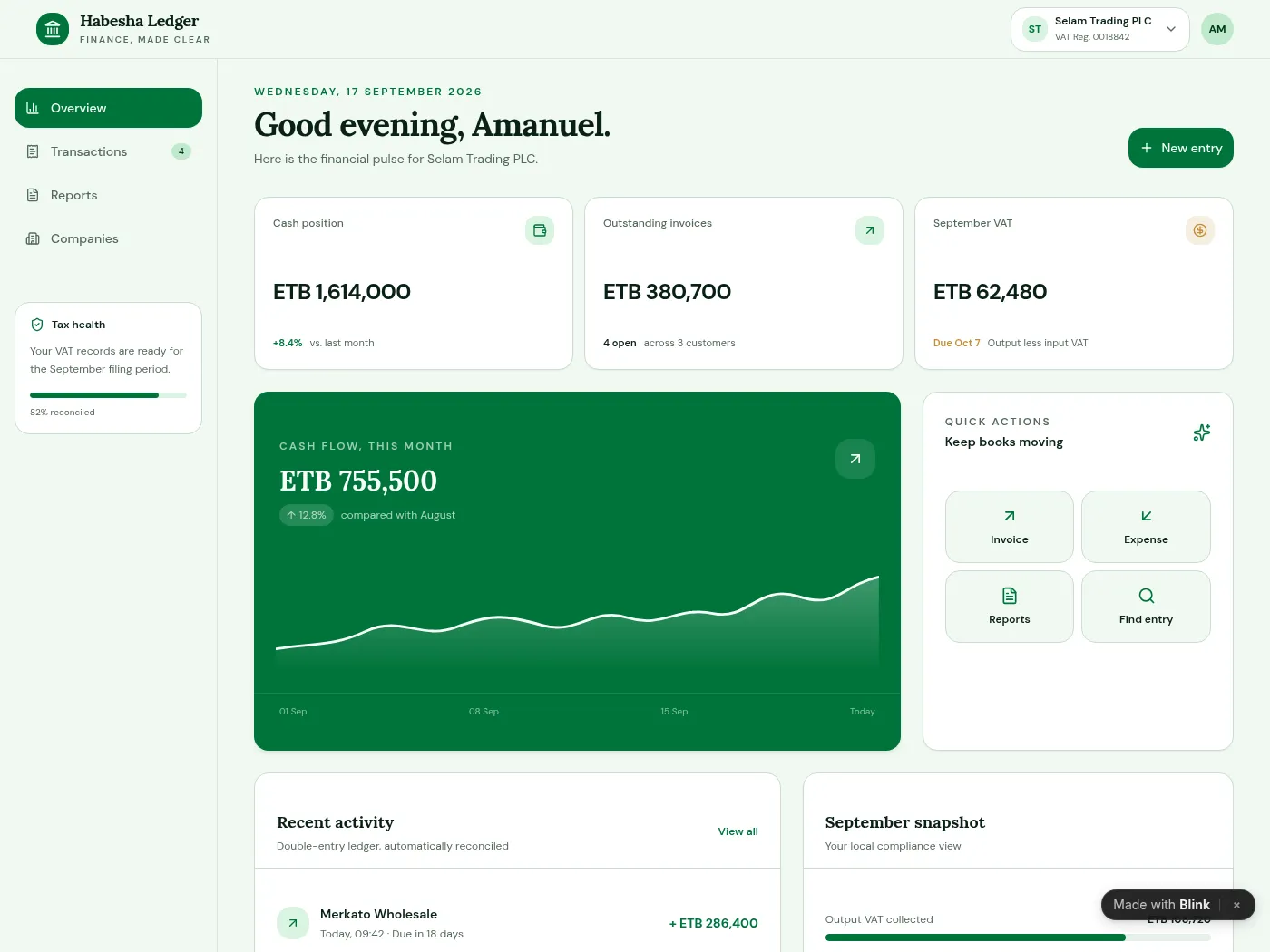 Ethiopia VAT Finance App