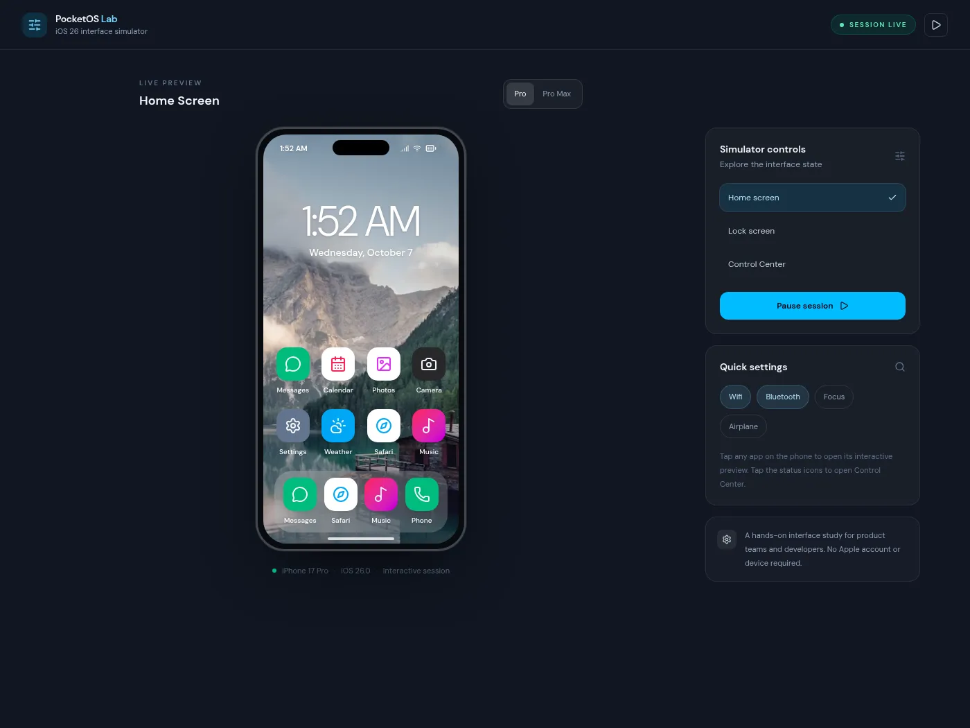iOS 26 Web Simulator