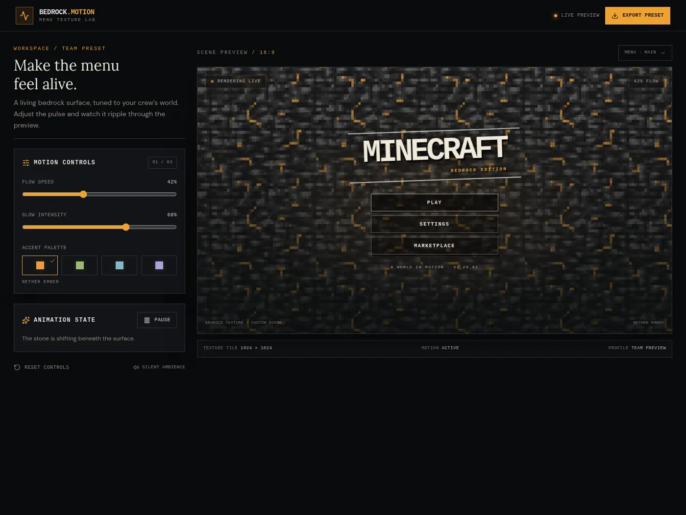 Bedrock Menu Animator