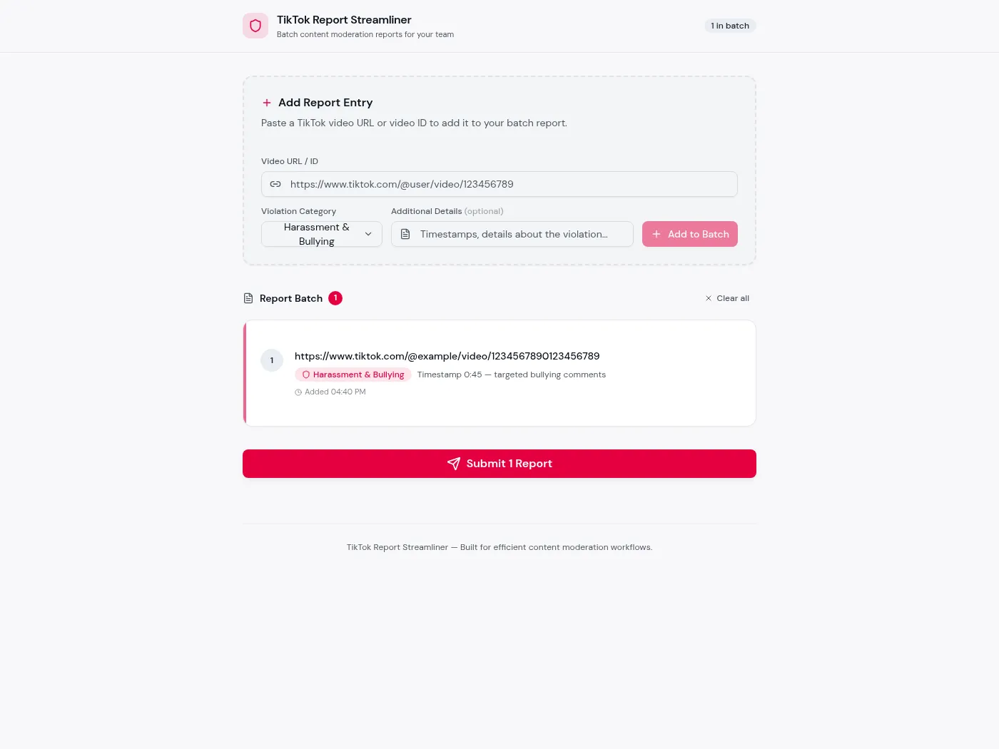 TikTok Report Streamliner