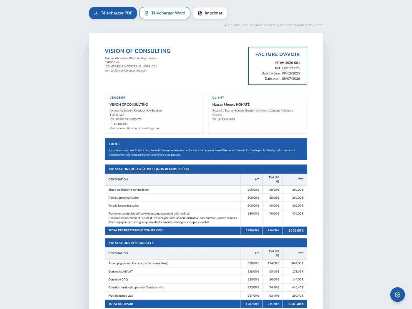 Premium Credit Note Designer