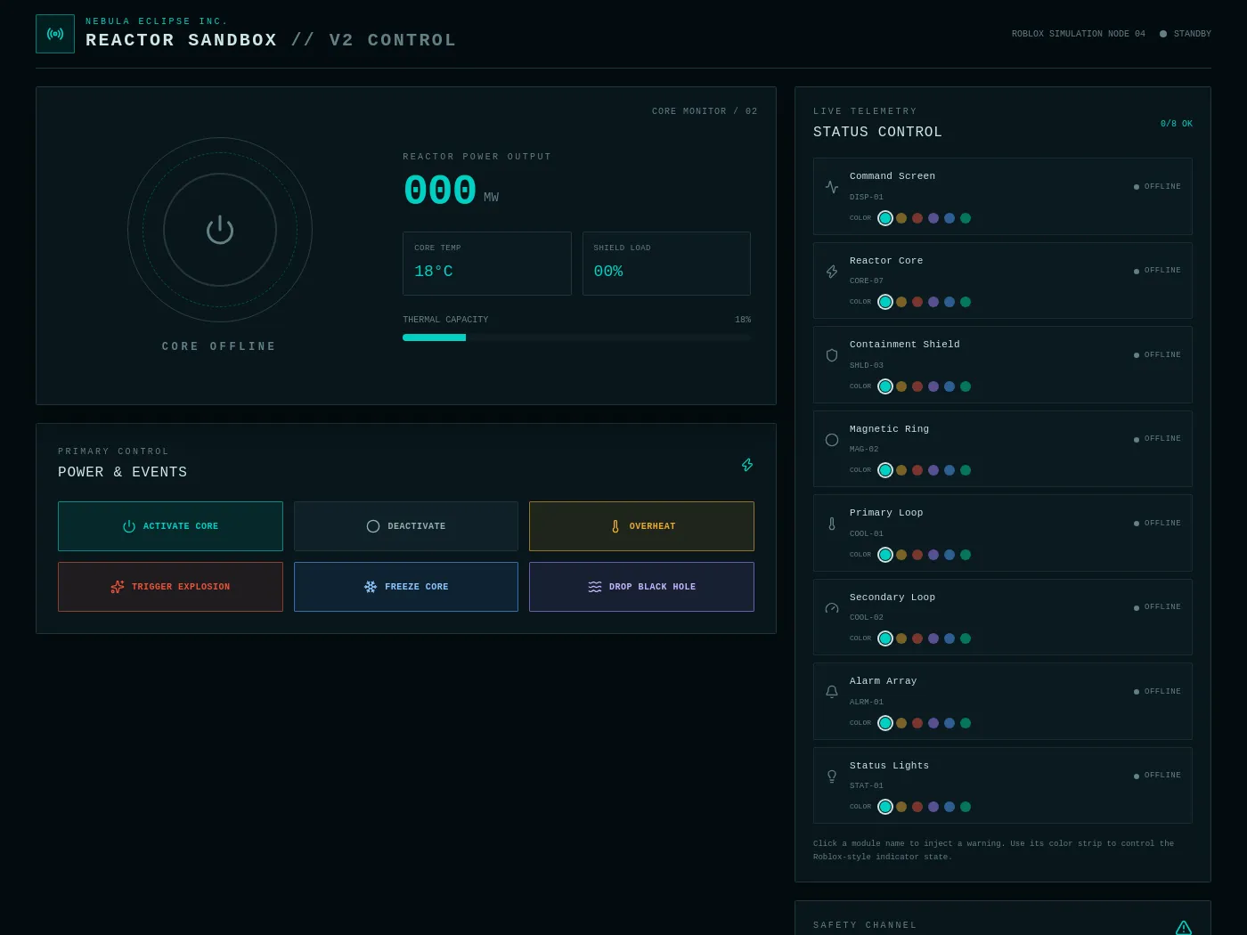 Reactor Sandbox Simulator