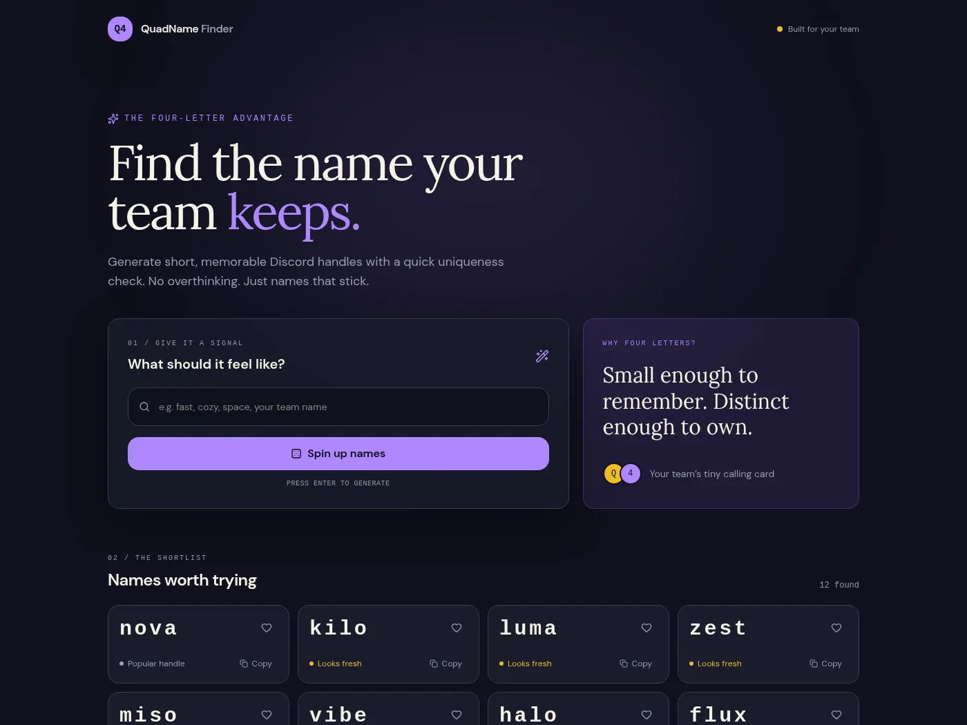 QuadName Finder