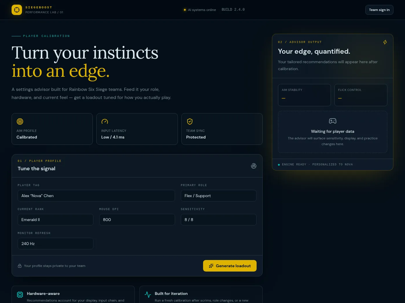 SiegeBoost Settings Advisor