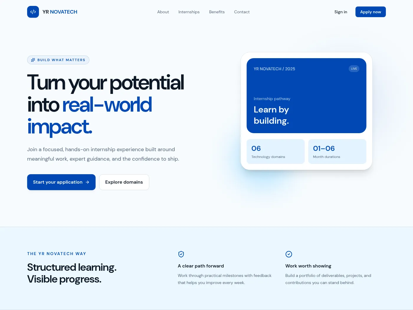YR NOVATECH Intern Portal