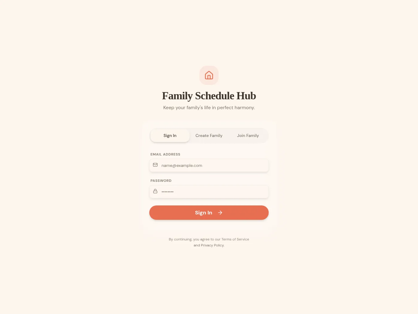 Family Schedule Hub