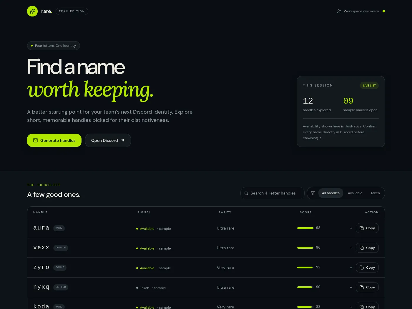Rare Discord Handle Finder