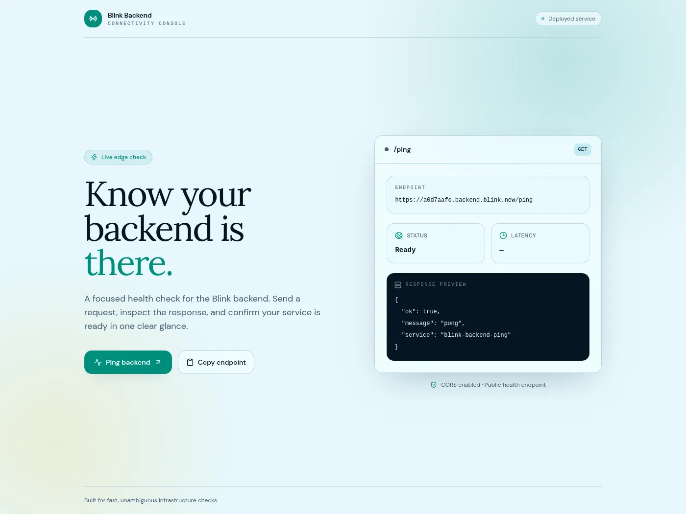 Blink Backend Ping App