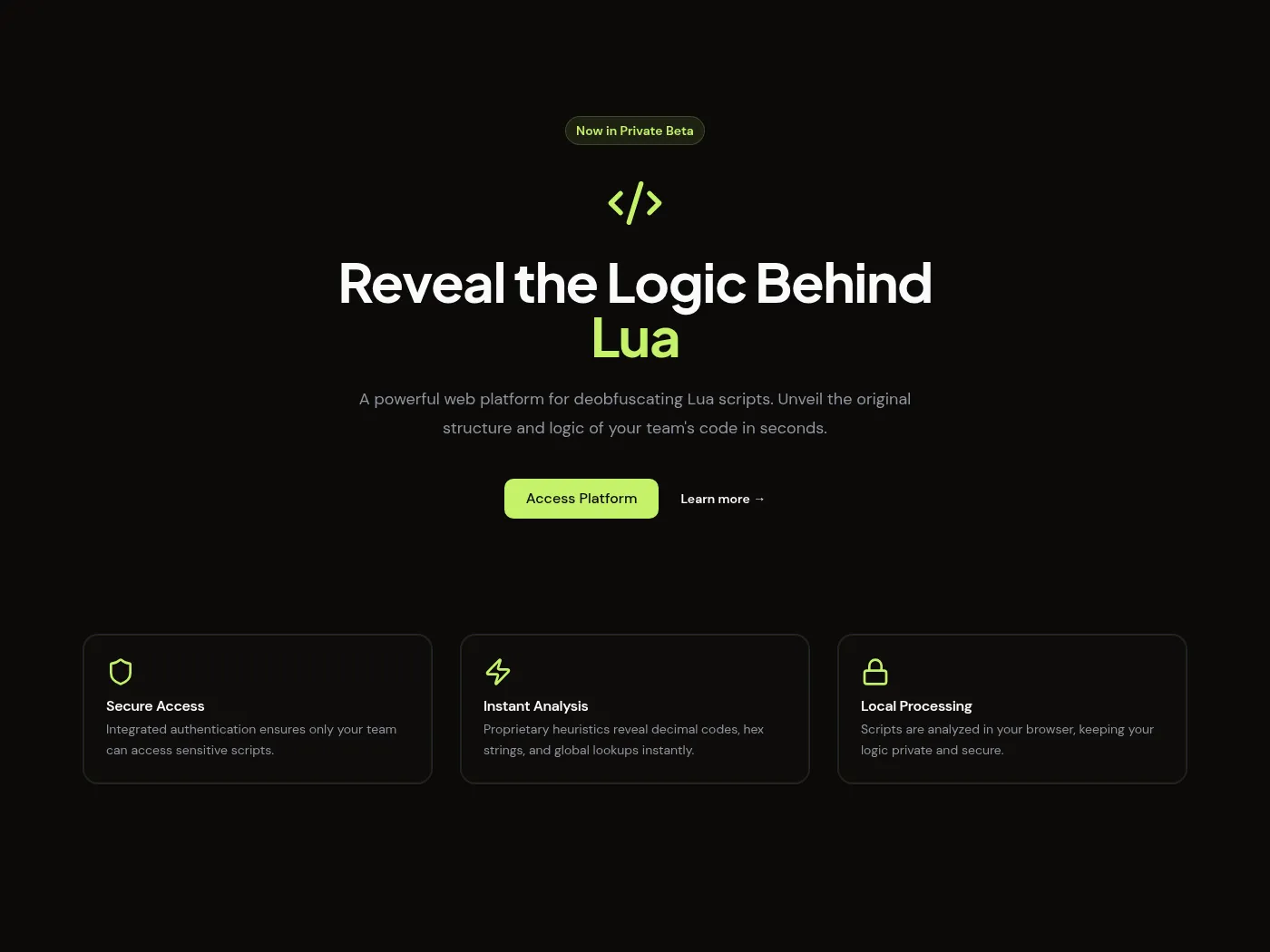 Lua Reveal Platform