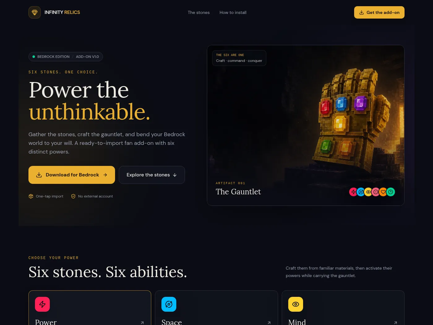 Infinity Gauntlet Bedrock Mod