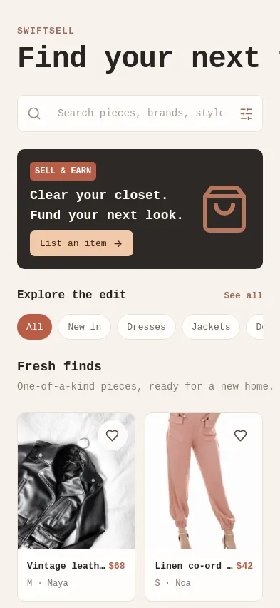 SwiftSell Fashion App