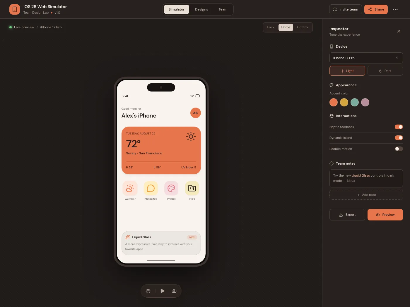 iOS 26 Web Simulator
