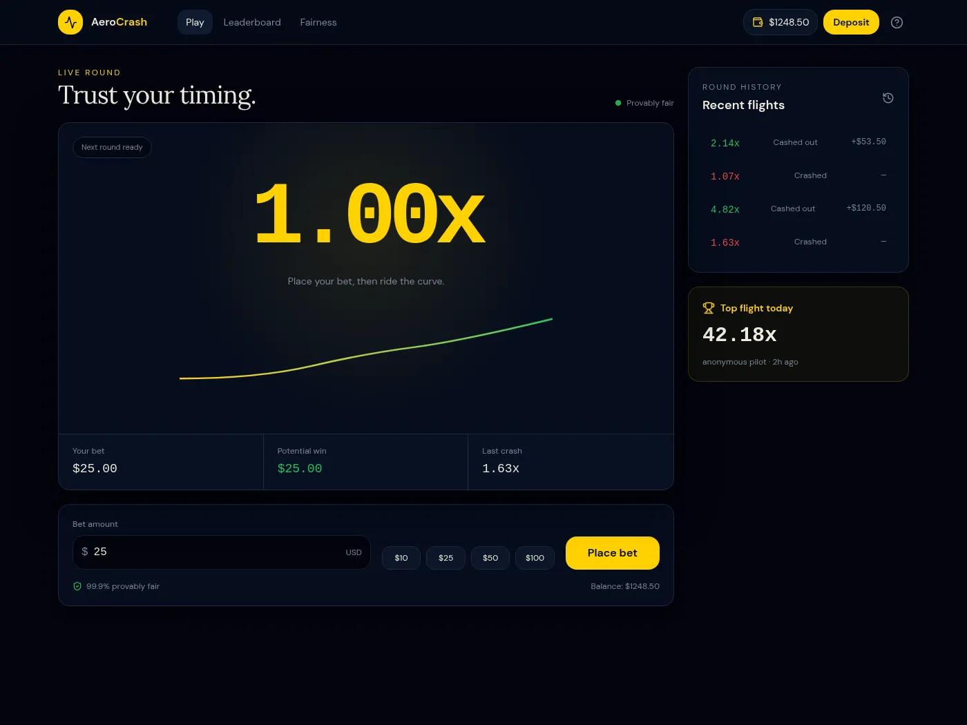 Crash Multiplier Game