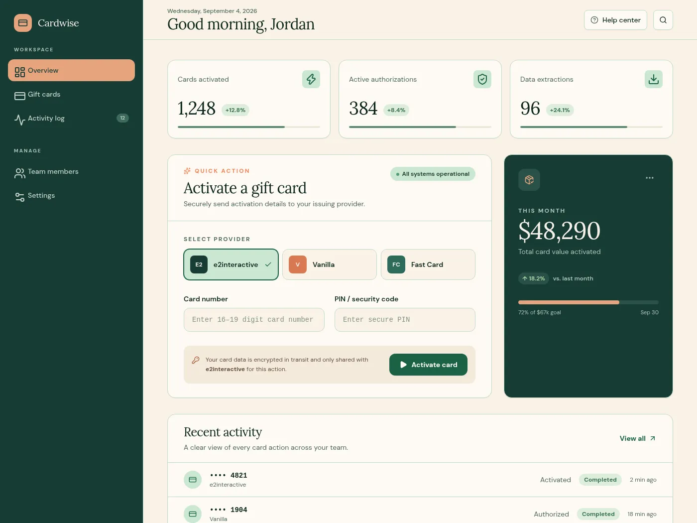 Gift Card Command Center