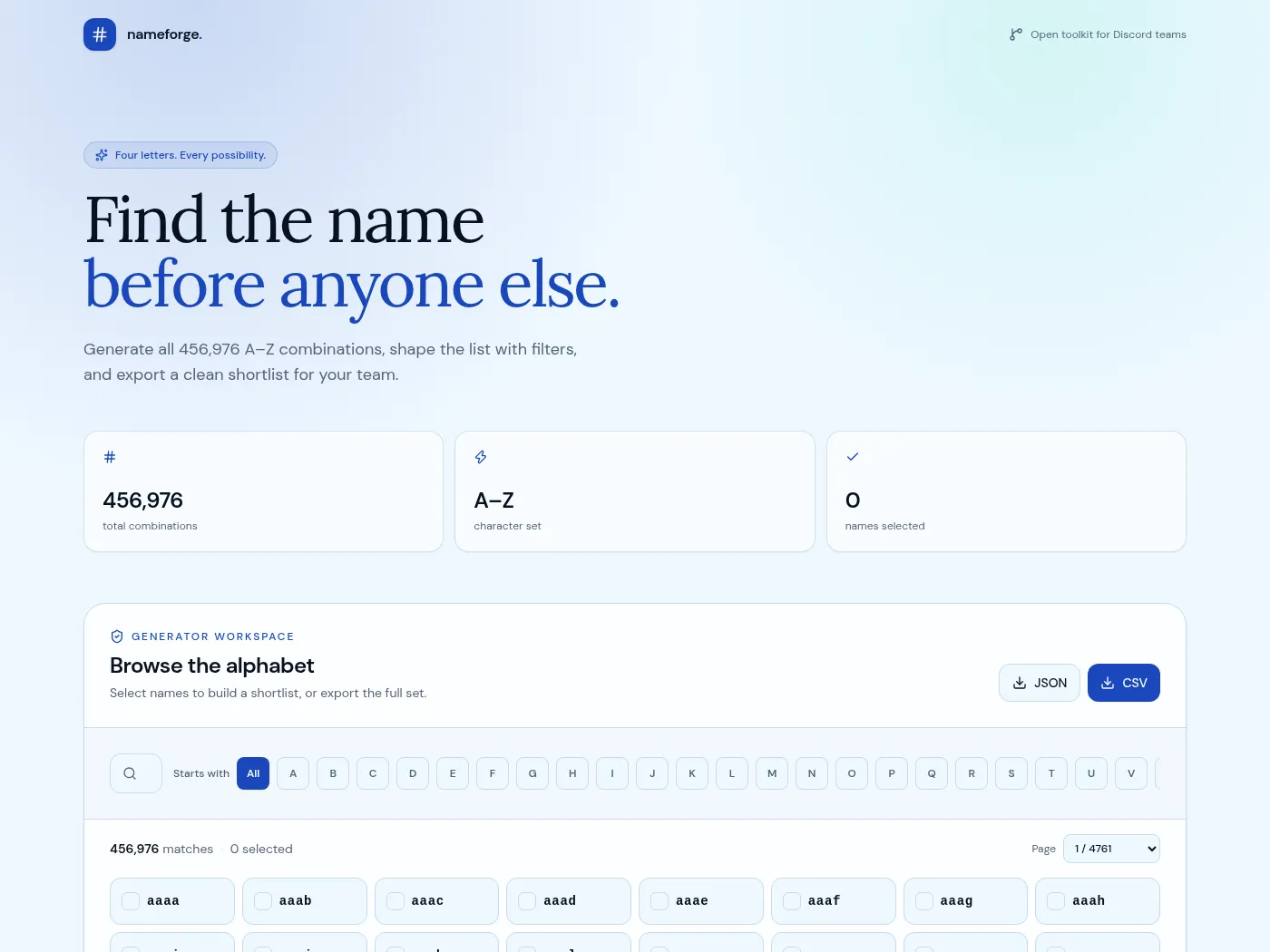 Discord Name Finder