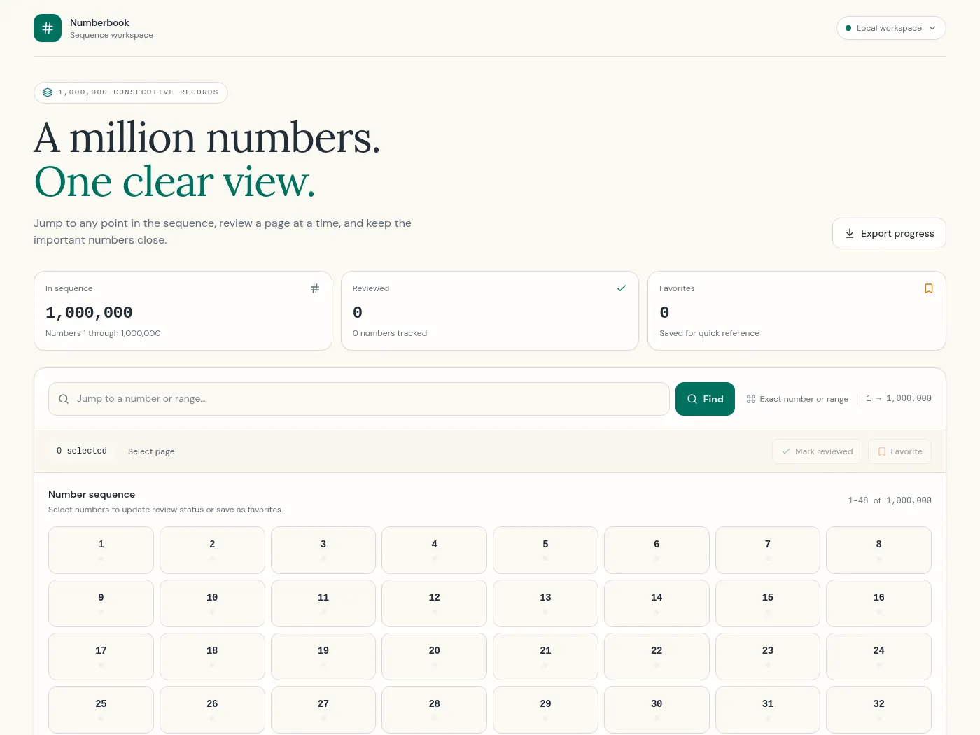 Million Numbers Manager