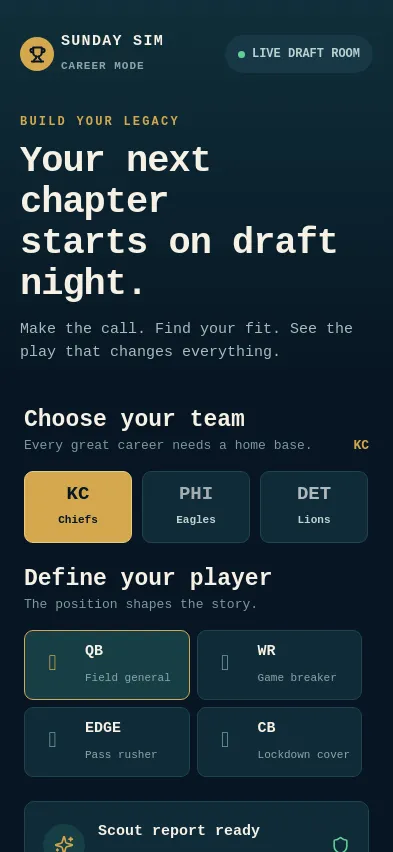 NFL Career Simulator