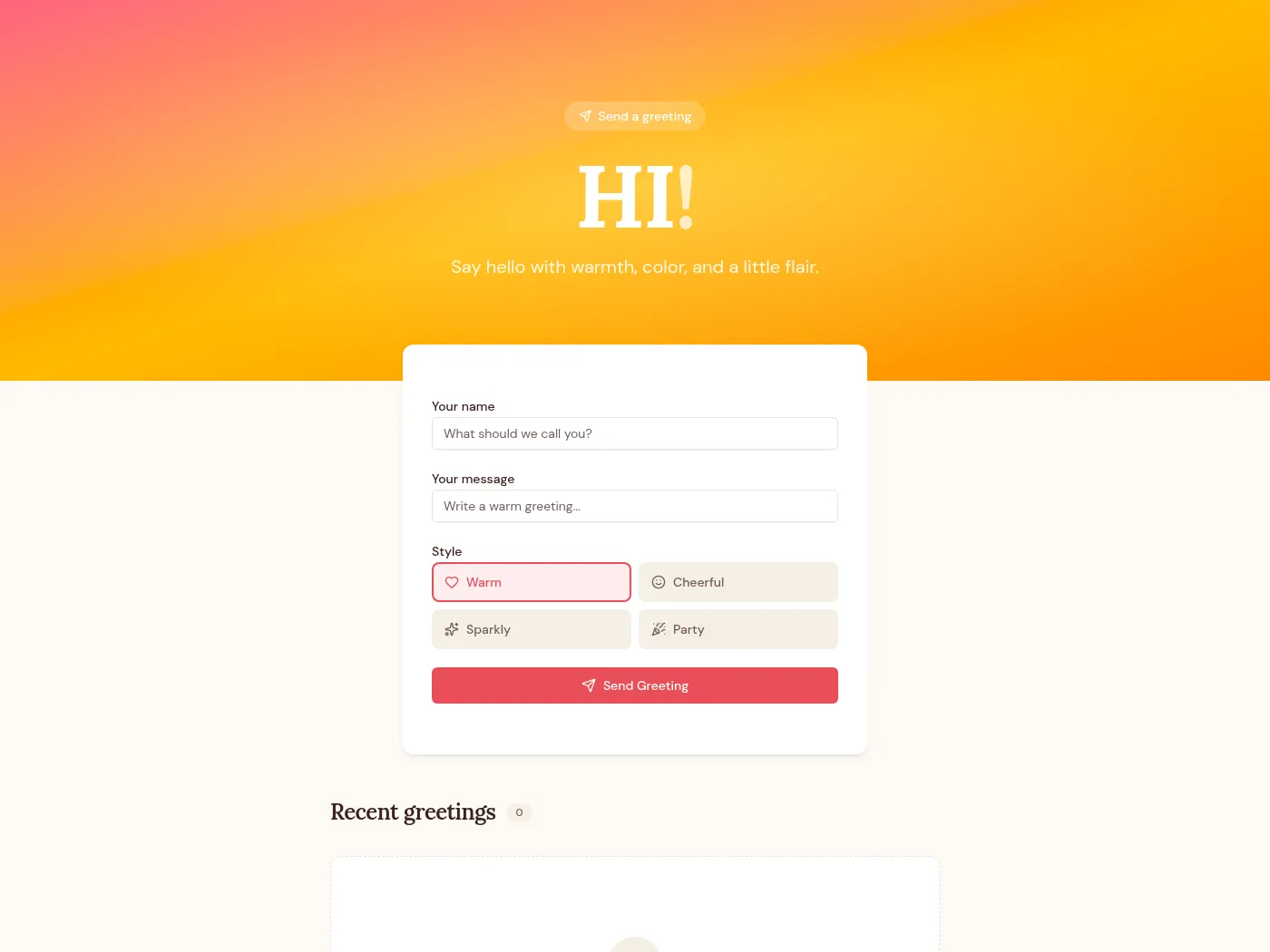 HI Greeting App