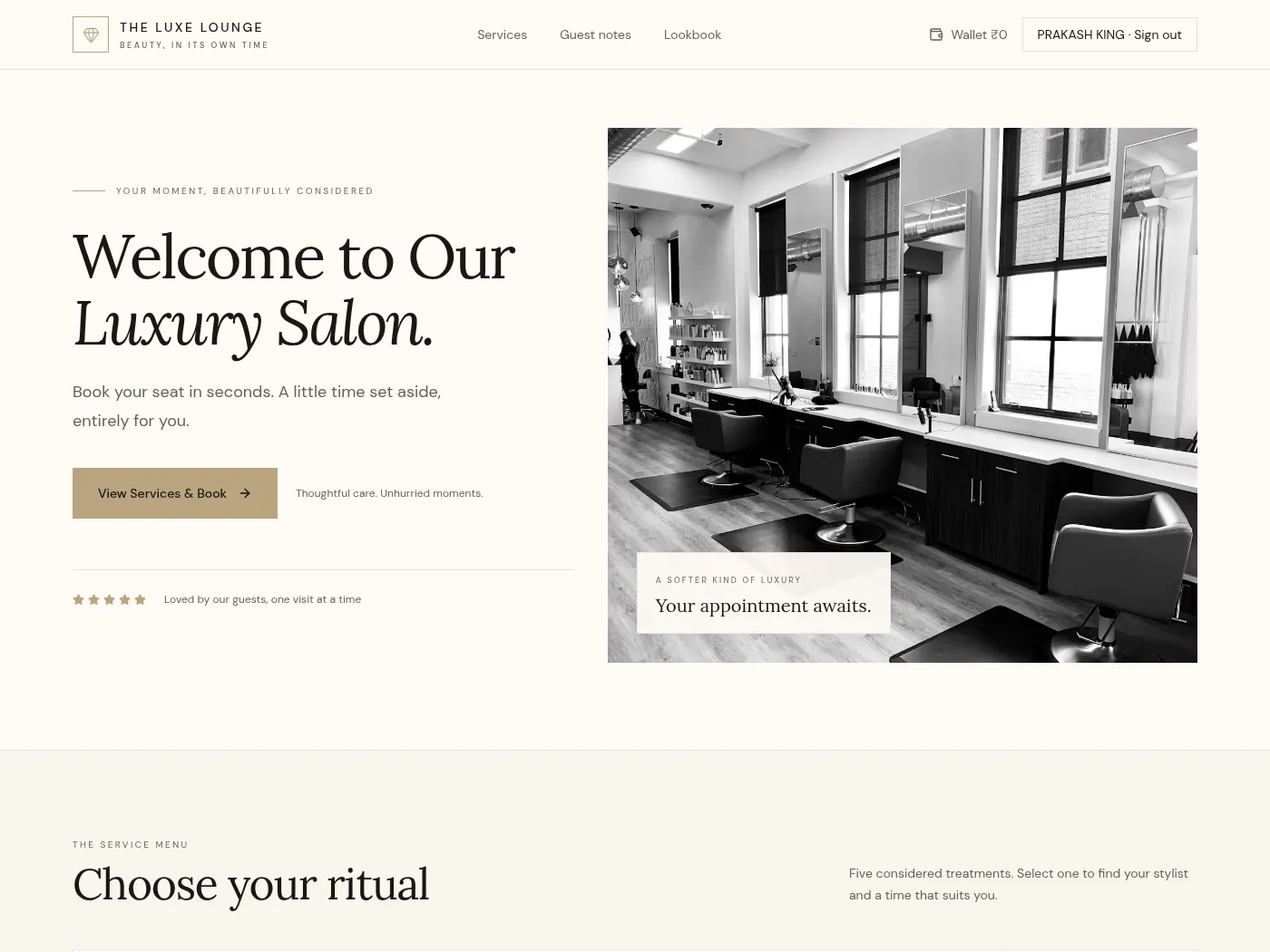 LuxeLounge Booking Web App
