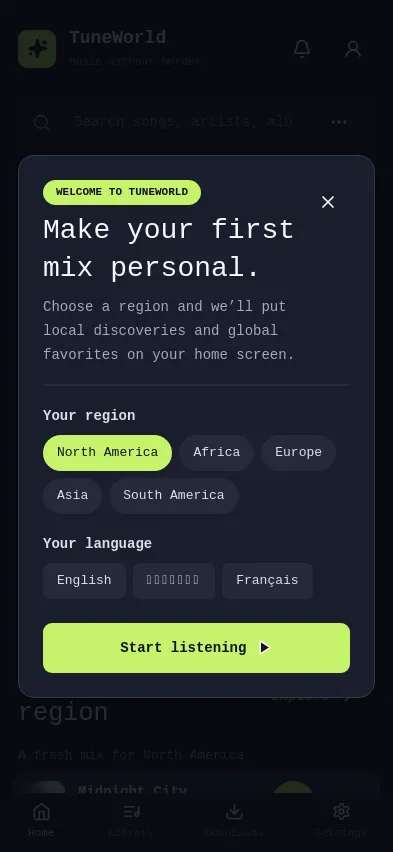 TuneWorld Mobile App
