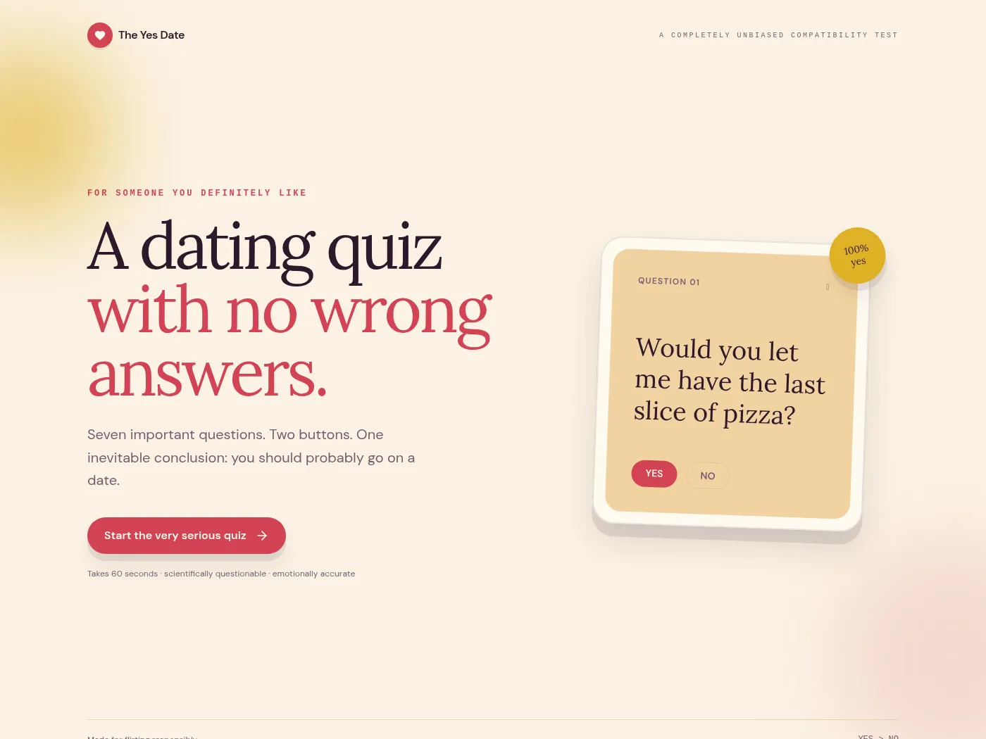 Yes-Only Dating Quiz