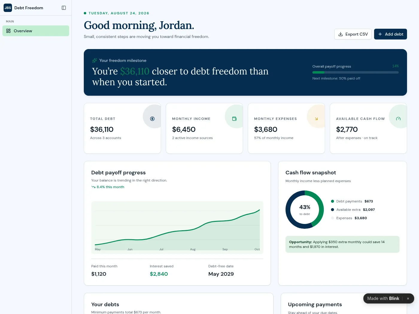 JBS Debt Freedom Tracker