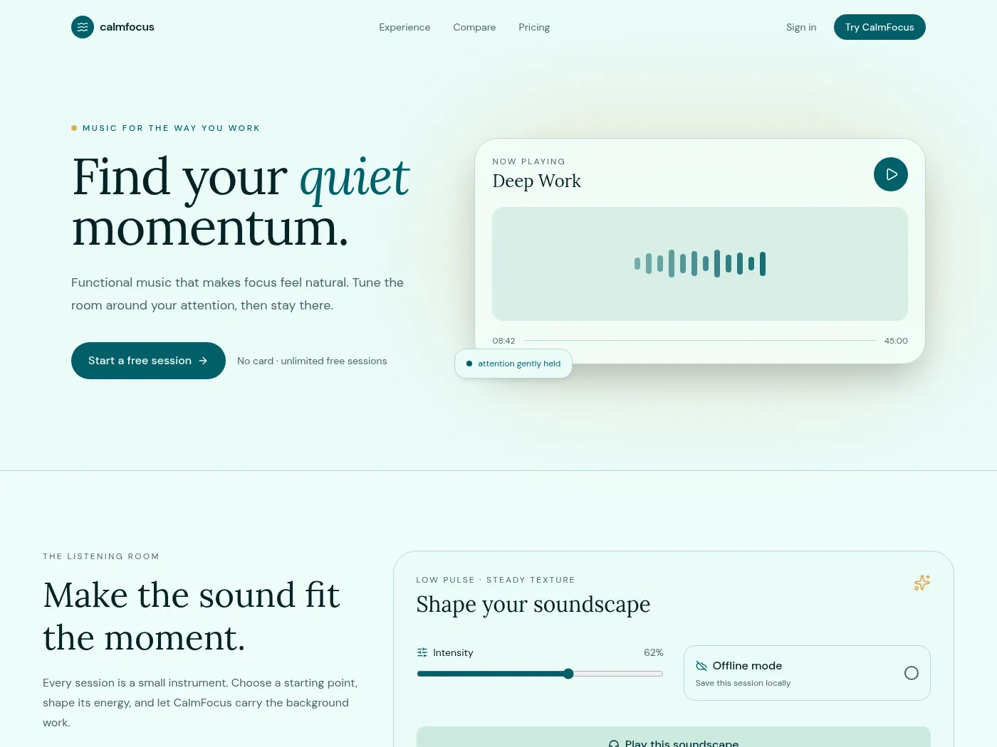 CalmFocus Music Platform