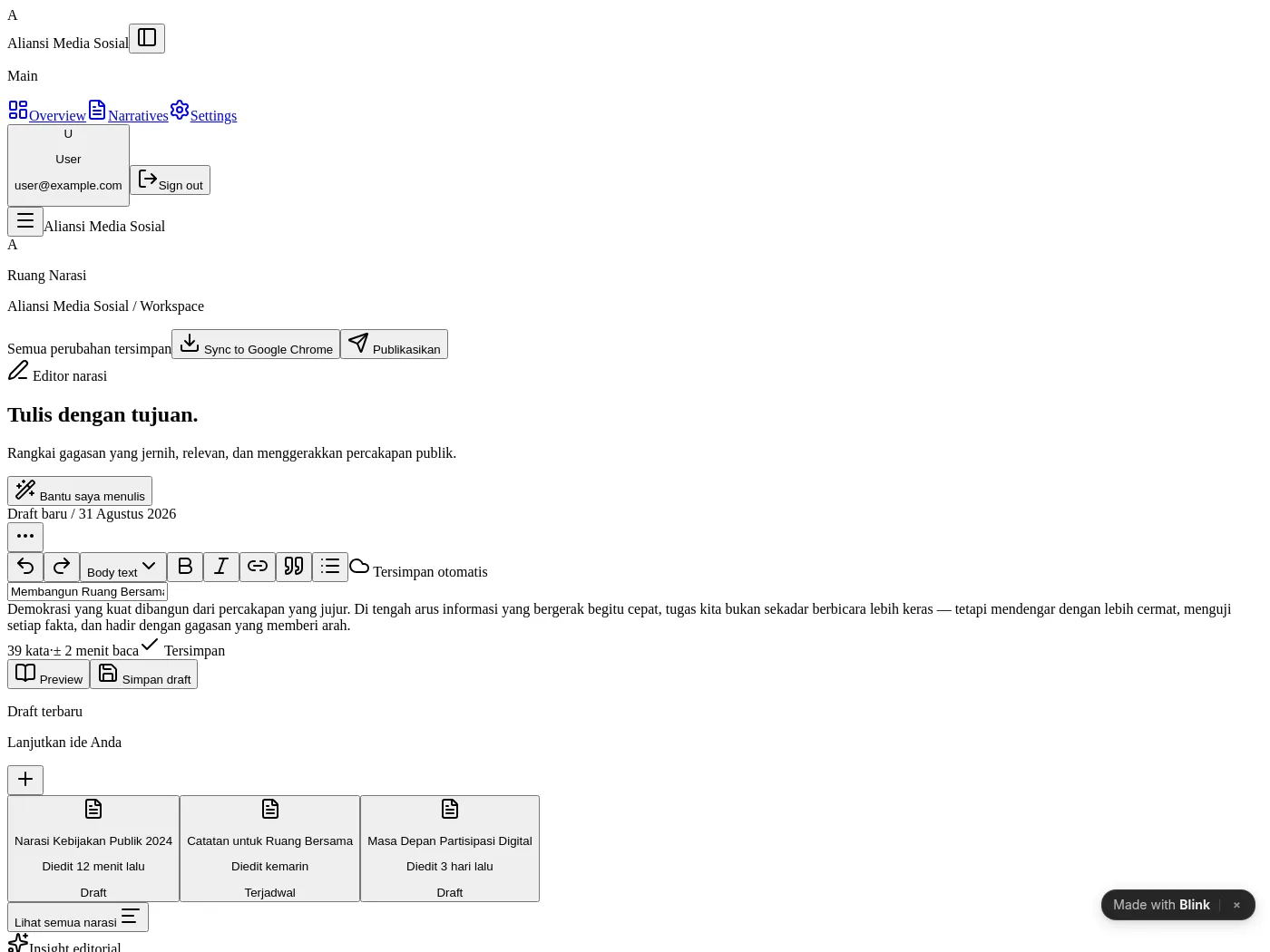 Aliansi Media Sosial Dashboard