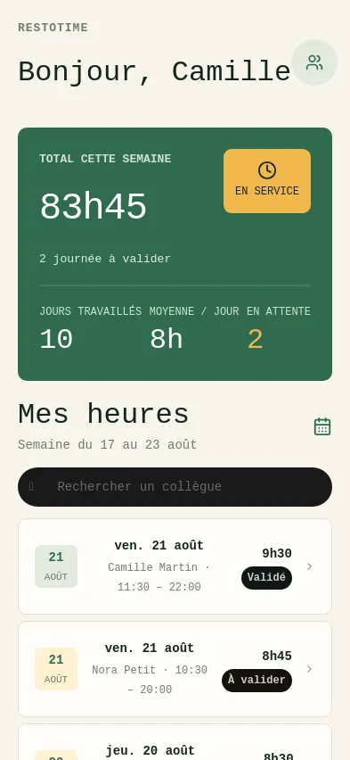RestoTime Tracker