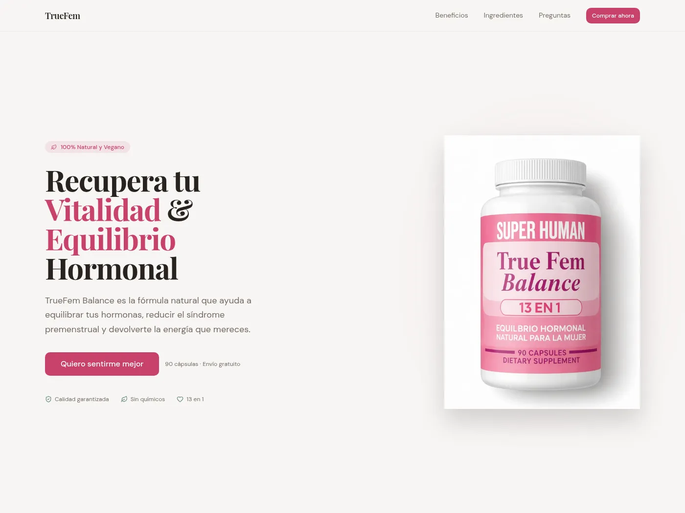 TrueFem Landing Page