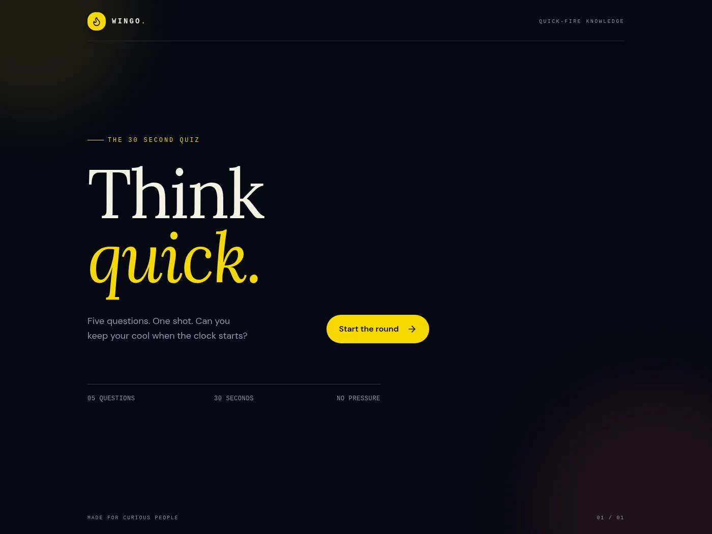 Wingo 30s Quiz Tool