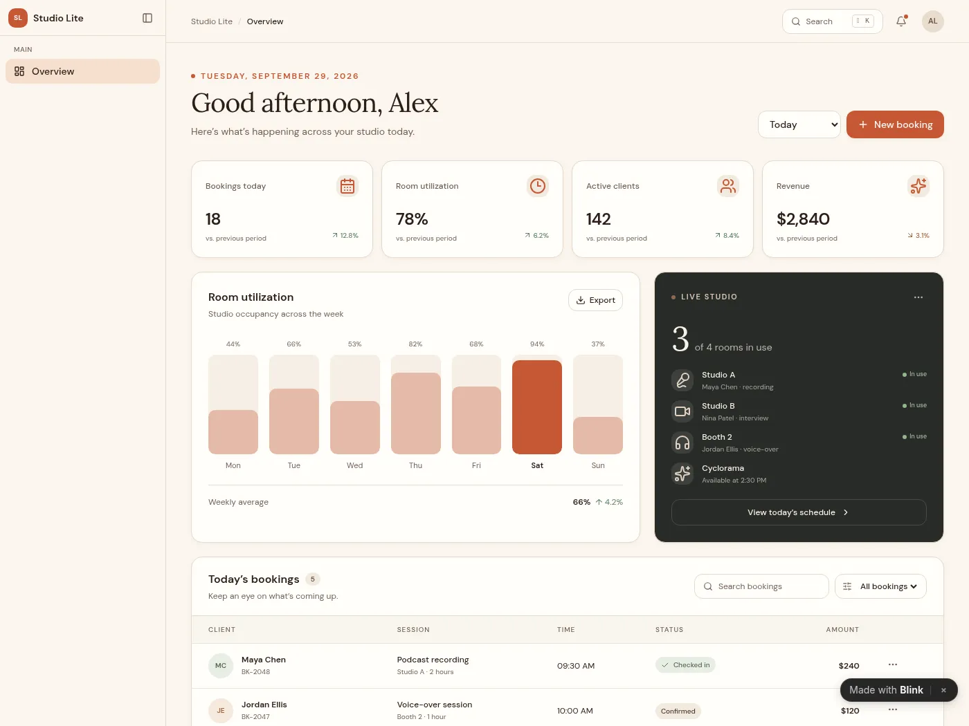 Studio Lite Admin Panel