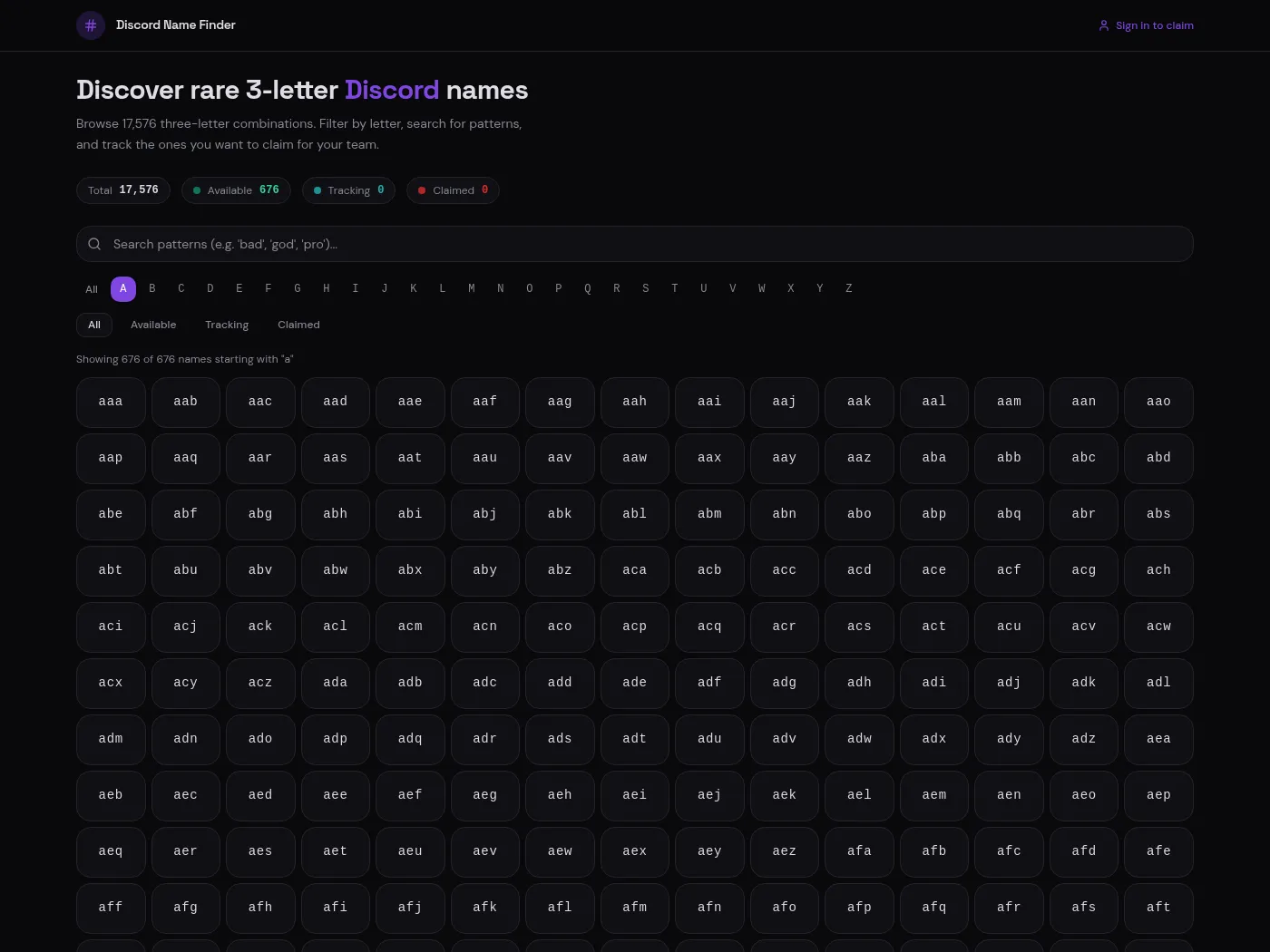 Discord Name Finder