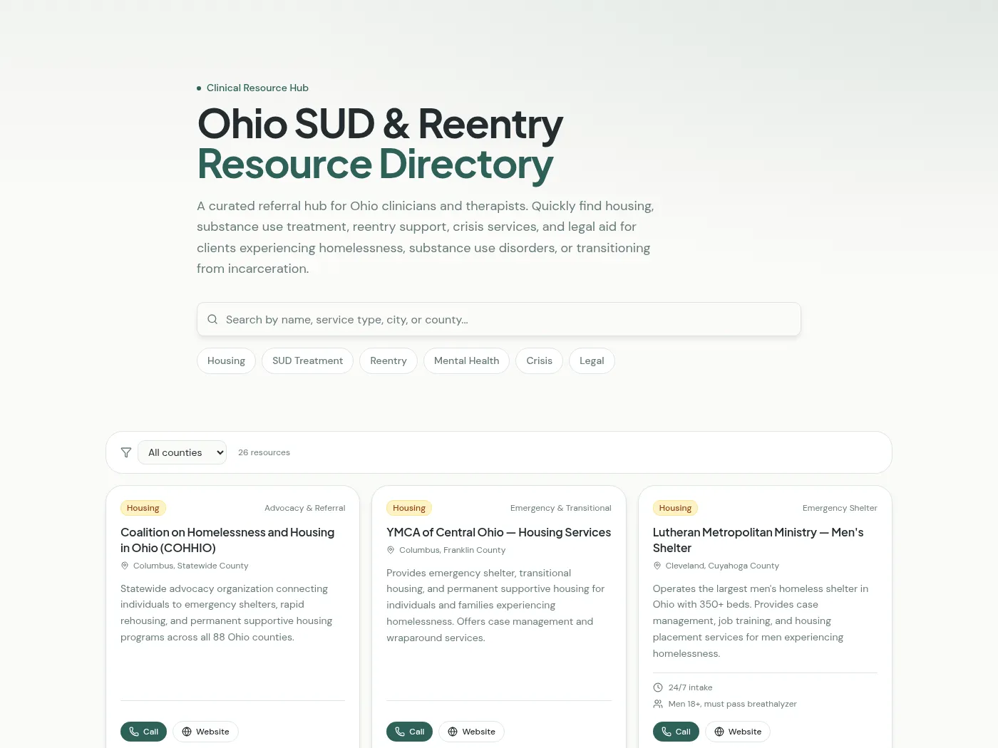 Ohio SUD Reentry Resources