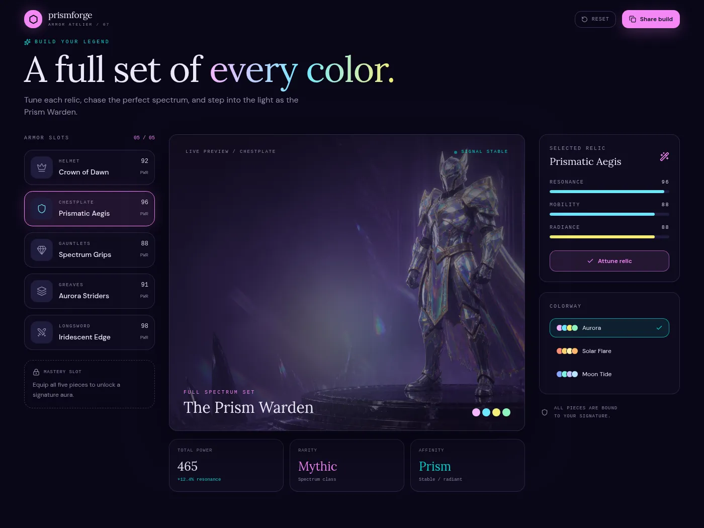 Rainbow Armor Set Builder
