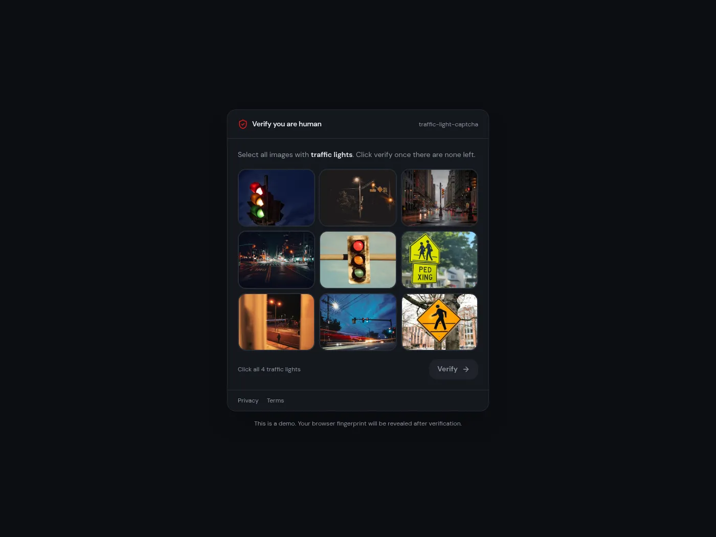 Traffic Light Captcha Site
