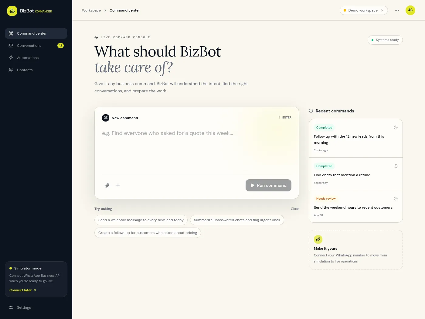 BizBot Commander