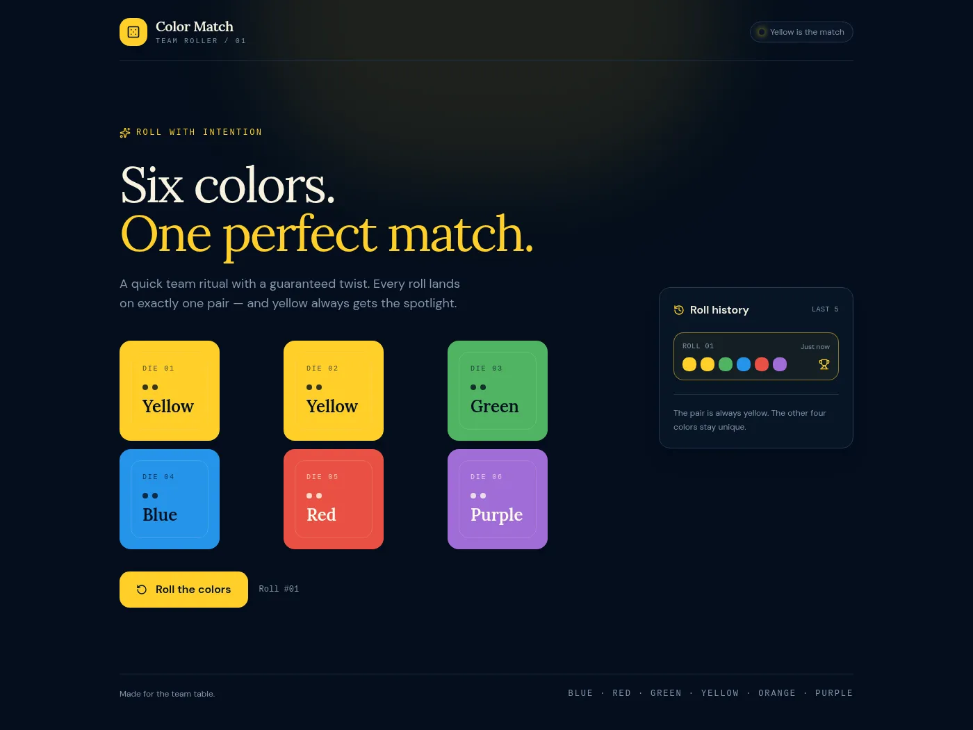 Color Match Dice Roller